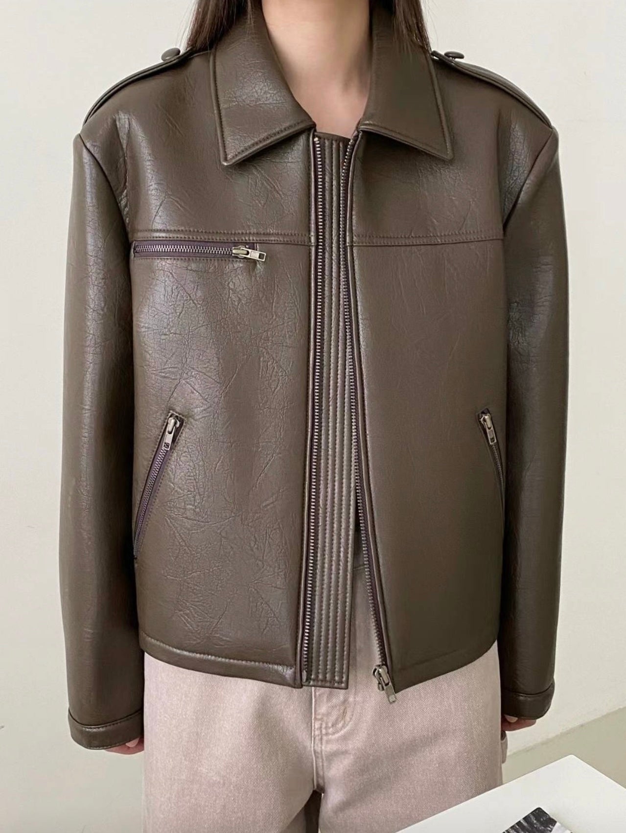 Arina Faux Leather Jacket | Chocolate Brown – AMR LONDON